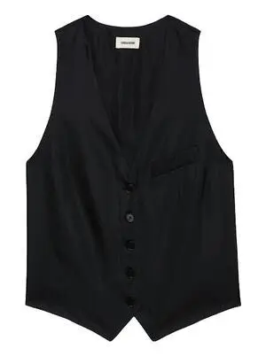Zadig&Voltaire Emaux Satin Vest - Black