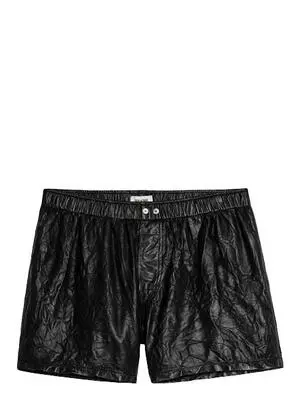 Zadig&Voltaire Pax Crinkled Leather Shorts - Black