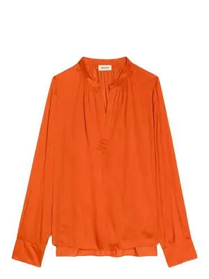 Zadig&Voltaire Striped Jacquard Satin Blouse - Tangerine