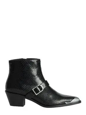Zadig&Voltaire Tylow Python-effect Leather Ankle Boots - Black