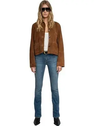 Zadig&Voltaire Lessa Cropped Suede Jacket - Cognac
