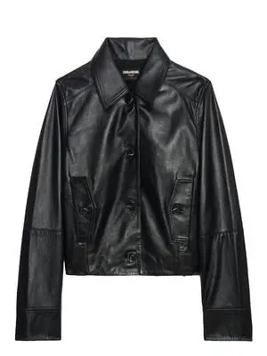 Zadig&Voltaire Liston Cropped Leather Jacket - Black