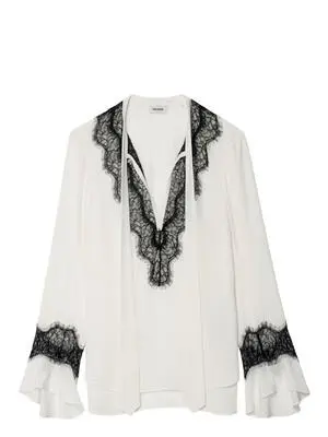 Zadig&Voltaire Tuan Lace Long Sleeve Top - Flake