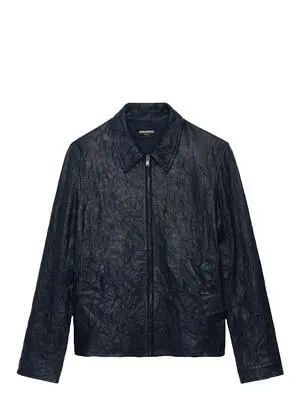 Zadig&Voltaire Loumy Crinkled Leather Jacket - Encre