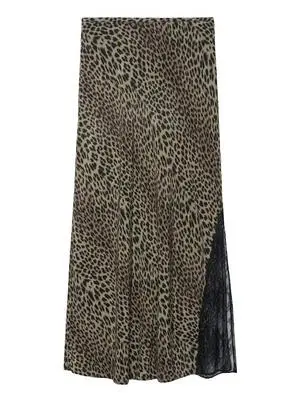 Zadig&Voltaire Jayla Mid-length Leopard Print Skirt - Leaves