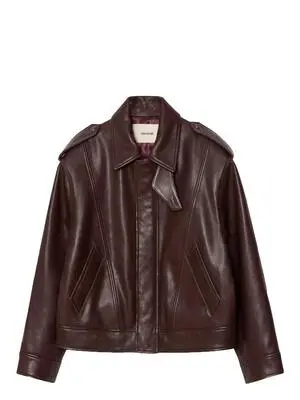 Zadig&Voltaire Kimo Leather Jacket - Burgundy