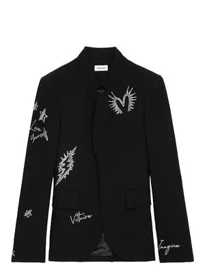 Zadig&Voltaire Slim-fit Suit Jacket With Diamanté Embellishments - Black