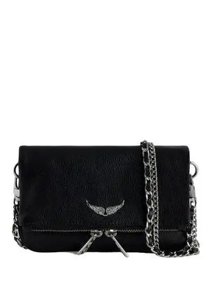 Zadig&Voltaire Zadig & Voltaire Rock Mini Clutch In Grained Leather With Chain Straps Black