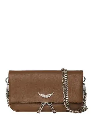 Zadig&Voltaire Zadig & Voltaire Rock Mini Clutch In Grained Leather With Chain Straps Heritage