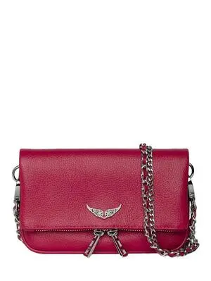 Zadig&Voltaire Zadig & Voltaire Rock Mini Clutch In Grained Leather With Chain Straps Podium