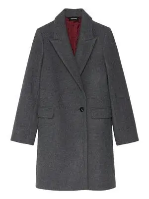 Zadig&Voltaire Mid-length Wool Blend Pea Coat - Gris Chine