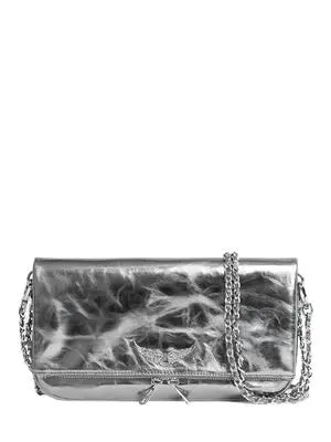 Zadig&Voltaire Rock Metallic Leather Clutch - Gun