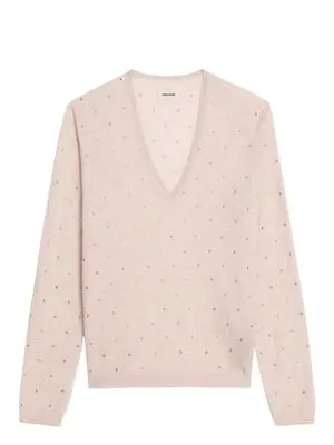 Zadig&Voltaire Rivy Embellished Feather Cashmere Sweater - Pearly