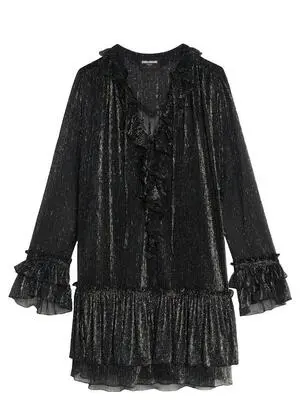 Zadig&Voltaire Ralice Metallic Chiffon Dress - Black