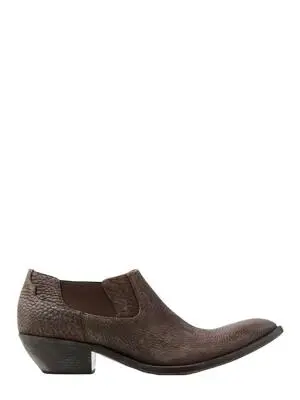 Versace Tigre Leather Texan Boots - Brown