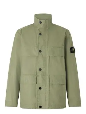 Stone Island Logo-appliquéd Waxed-canvas Field Jacket - Green