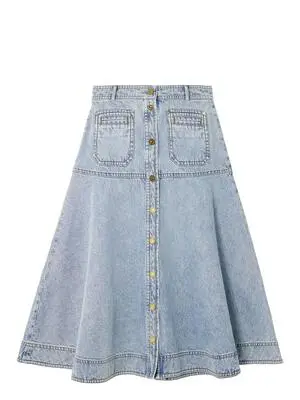 Zimmermann Denim Midi Skirt - Light Denim