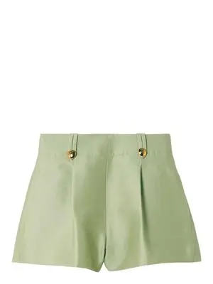 Zimmermann Luna Wool And Silk-blend Shorts - Green