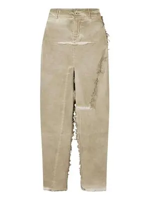 Rick Owens Frayed Denim Midi Skirt - Sand