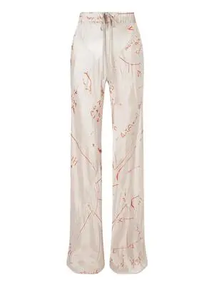Rick Owens Bias Paneled Printed Satin Pants - Multi