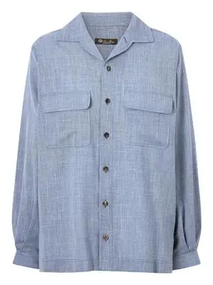 Loro Piana Ida Wool, Silk And Linen-blend Shirt - Blue