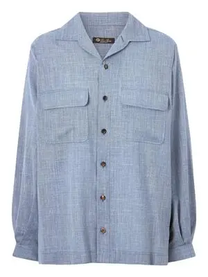 Loro Piana Ida Wool, Silk, And Linen-blend Shirt - Light Blue