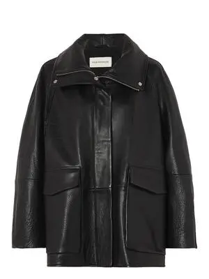 Nour Hammour Ansel Oversized Textured-leather Jacket - Black