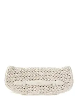 Polo Ralph Lauren Bellport Woven Leather Clutch - Off-white