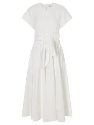 PATOU Knotted Cotton-Poplin Midi Dress