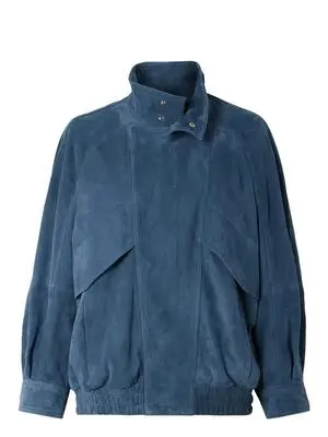 Nour Hammour Ariste Oversized Paneled Suede Jacket - Blue