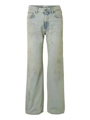 HAIKURE Korea Distressed Wide-leg Jeans - Light Denim
