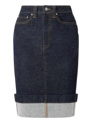 Khaite Kendra Denim Skirt Dark Denim