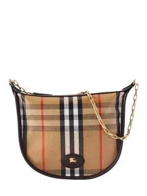 Burberry Leather-trimmed Checked Coated-canvas Shoulder Bag - Neutrals