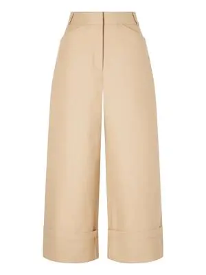 Another Tomorrow Organic Cotton High-rise Wide-leg Pants - Beige