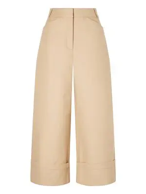 Another Tomorrow Organic Cotton High-rise Wide-leg Pants - Neutrals