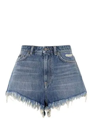 Dolce & Gabbana Frayed Denim Shorts - Blue