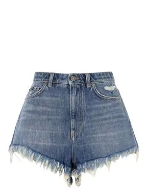 Dolce & Gabbana Frayed Denim Shorts - Mid Denim