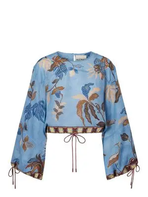 ALEMAIS Georgie Cropped Printed Ramie Blouse - Multi