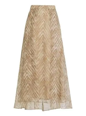 Brunello Cucinelli Silk Organza Long Skirt - Beige