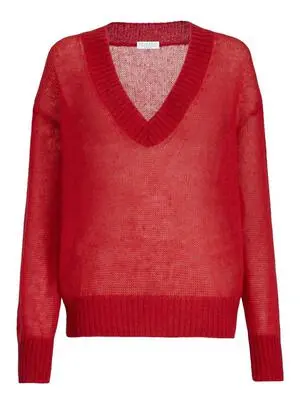 Brunello Cucinelli Wool V-neck Jumper - Red