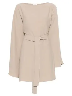 PAROSH Short Dress With Belt - Beige
