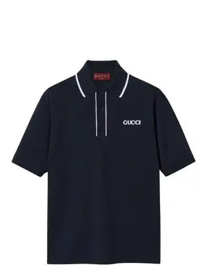 Gucci Cotton Pique Polo Shirt - Blue