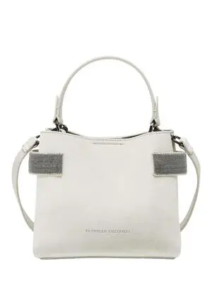 Brunello Cucinelli Essence Small Leather Handbag - White