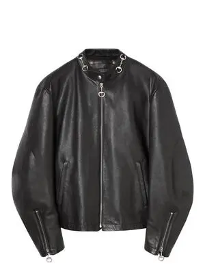 Gucci Leather Jacket With Horsebit - Black