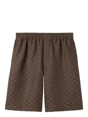 Gucci Gg Linen Blend Shorts - Brown