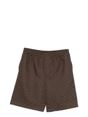 Gucci Gg Linen Blend Shorts - Brown