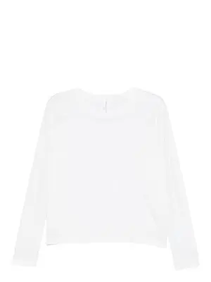 Norma Kamali Long Sleeve Round Neck Top - White