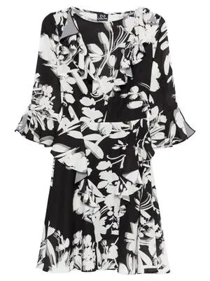 CATALINA Printed Ruffled Short Dress - Black