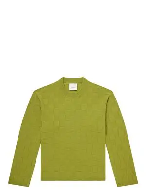 THE ELDER STATESMAN Culver Checked Cashmere Sweater - Green