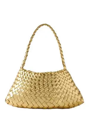 Dragon Diffusion Rosanna Mini Woven Metallic Leather Tote Gold